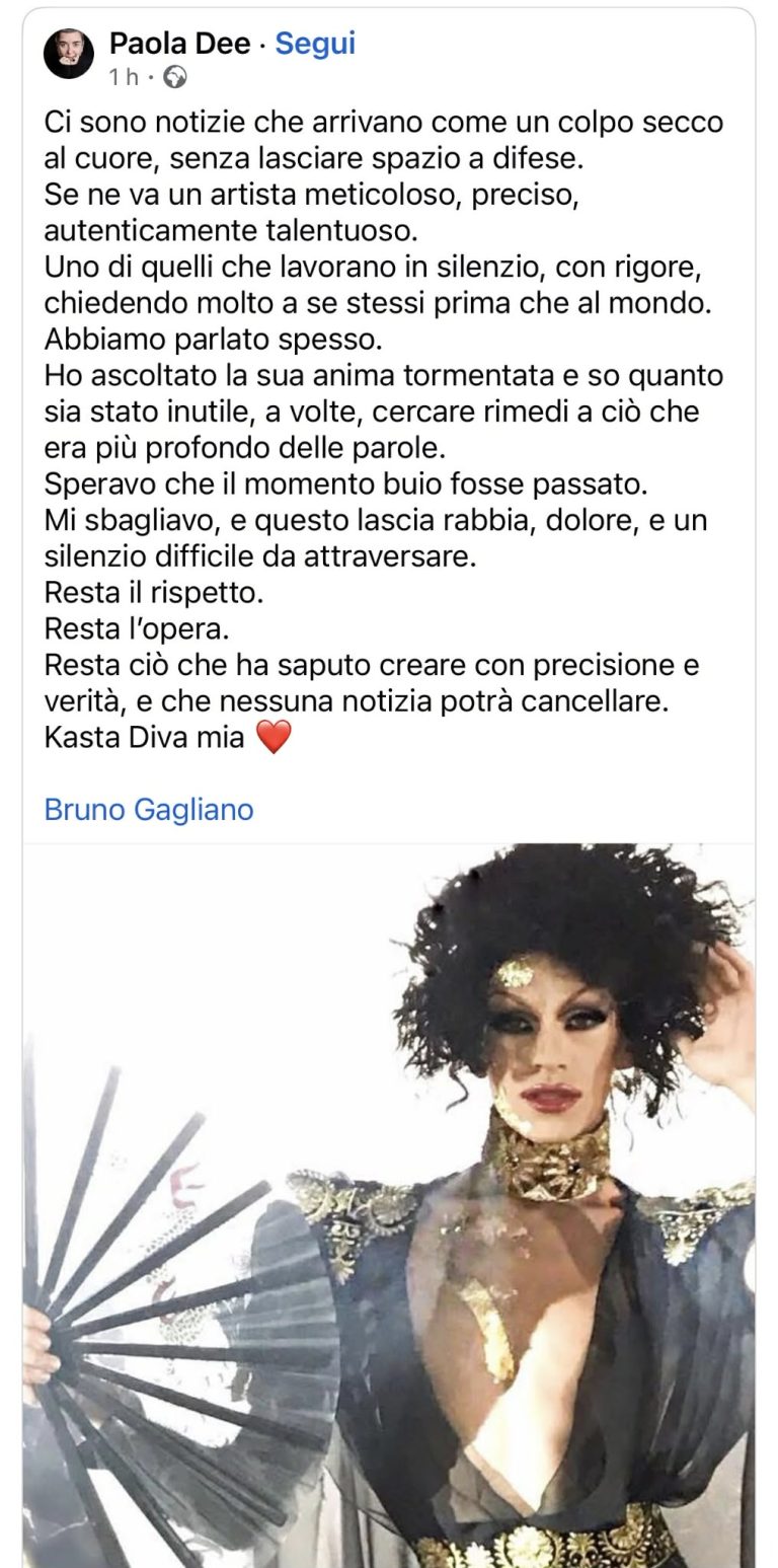 KastaDiva è morta, è stata per anni drag queen al Muccassassina