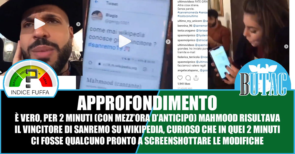 Wikipedia, Mahmood e la vittoria annunciata a Sanremo | Butac - Bufale ...