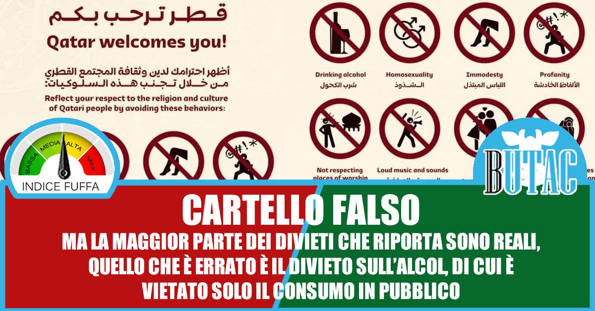Il cartello Welcome to Qatar | Butac - Bufale Un Tanto Al Chilo