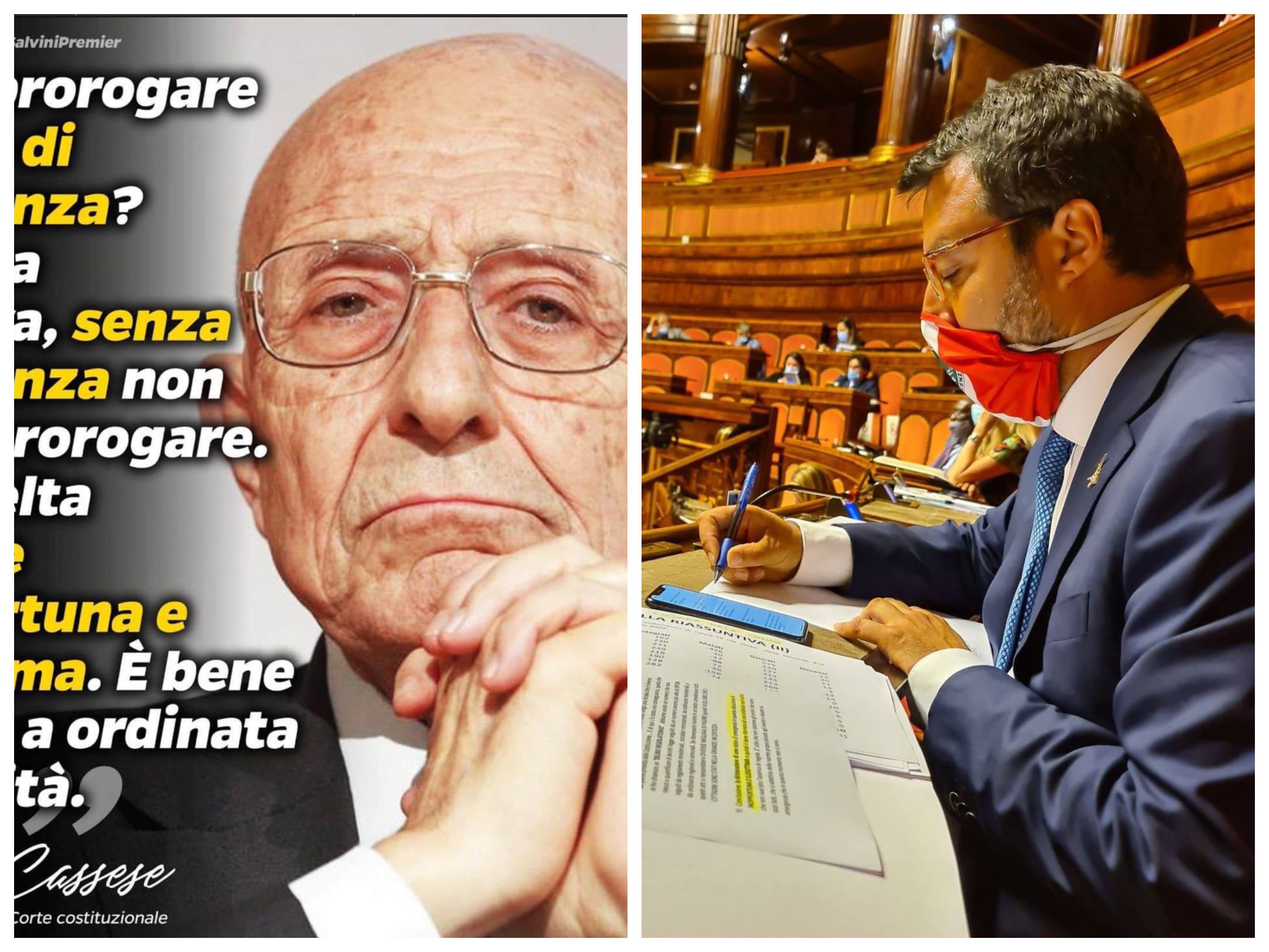 Cassese su stato d'emergenza, dice che è inutile e Salvini lo applaude