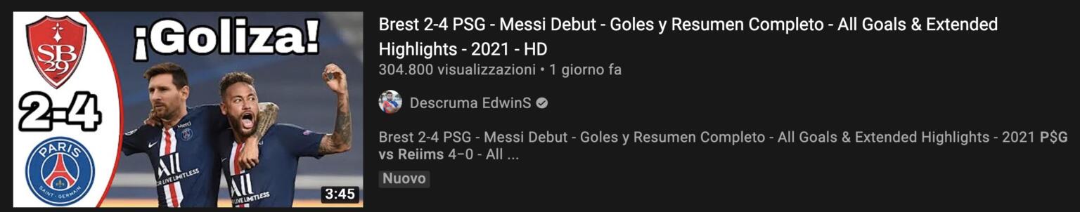 Esordio Messi PSG, c'è chi ha fatto clickbait su Youtube | Giornalettismo