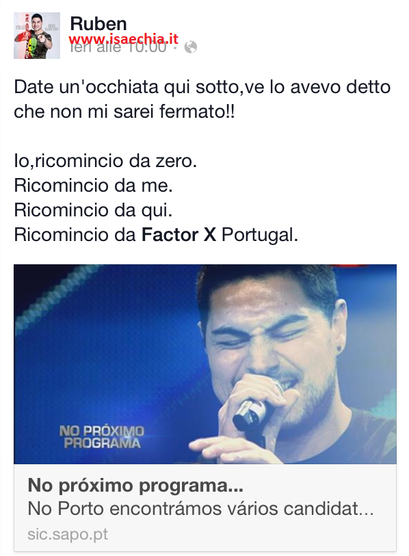 Ruben Mendes, dal banco di 'Amici' a 'X Factor Portogallo' | Isa e Chia
