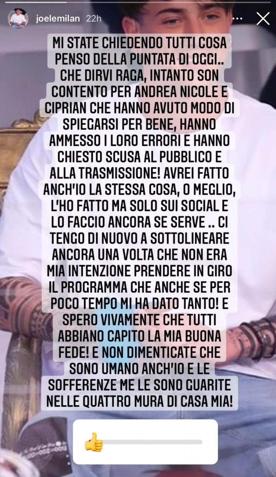 Uomini e Donne, Joele Milan dice la sua sul ritorno di Andrea Nicole Conte