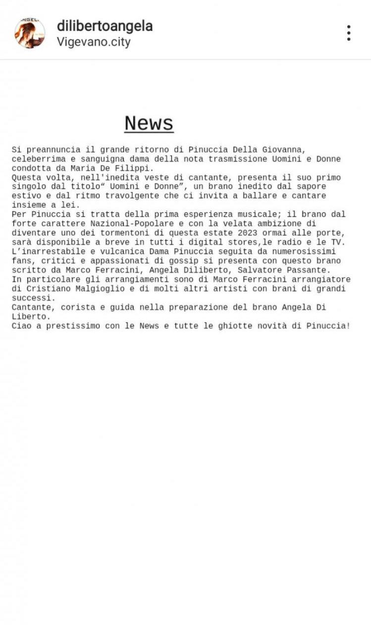 Uomini e Donne, Pinuccia Della Giovanna e il nuovo inaspettato progetto