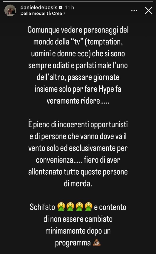 Temptation Island, Daniele De Bosis lancia una frecciatina