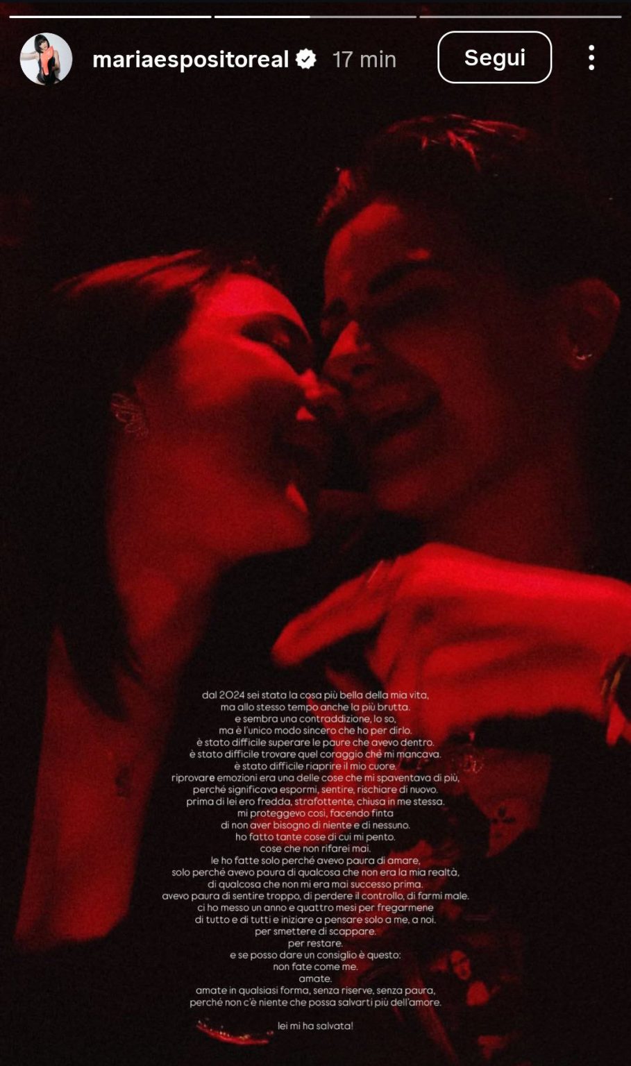 Maria Esposito fa coming out e scrive una dedica alla compagna