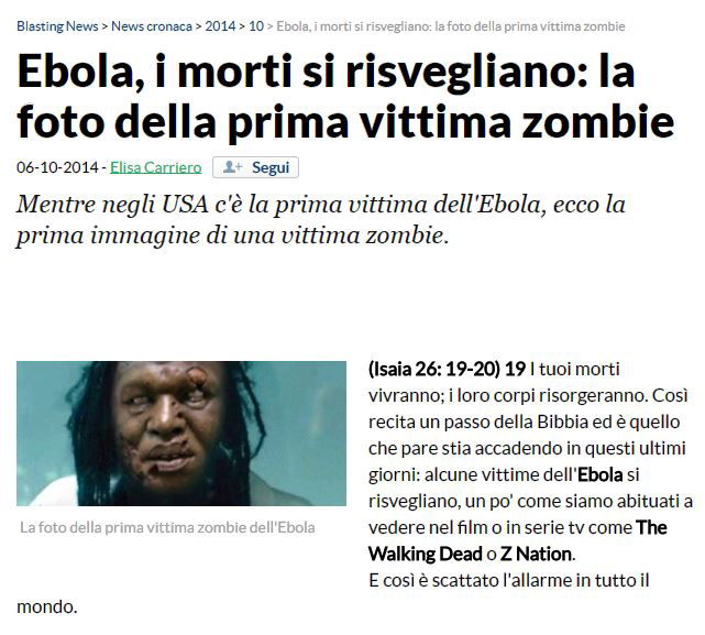 La bufala di Ebola che fa diventare zombie