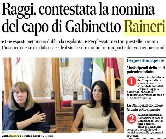 Virginia Raggi revoca Carla Raineri dopo che si è dimessa | NextQuotidiano