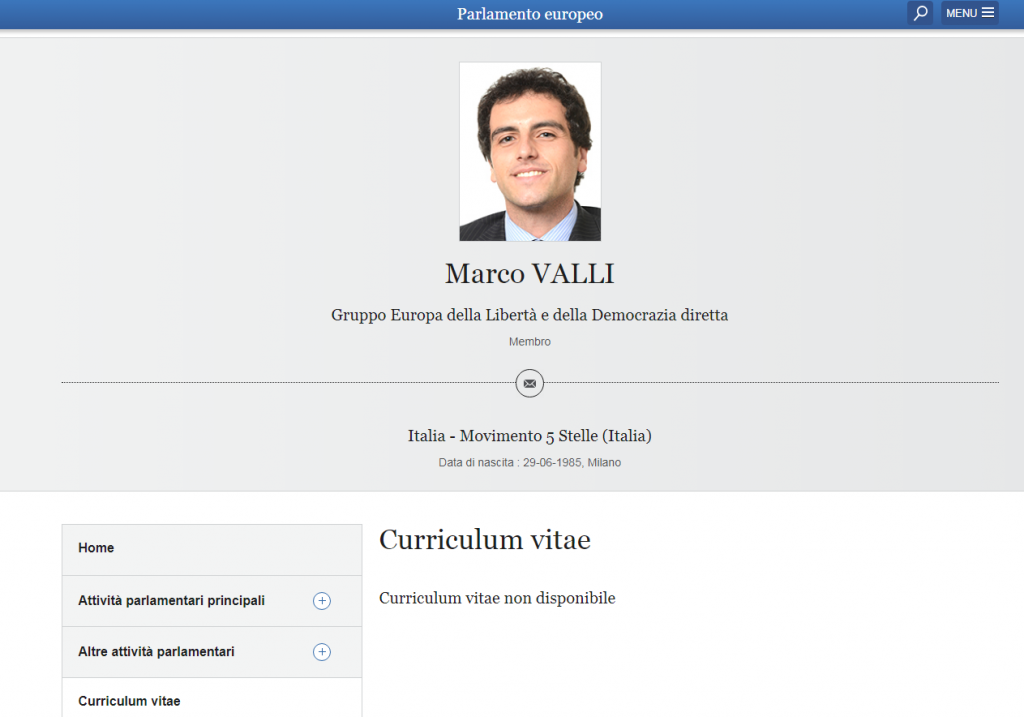 Marco Valli e il mistero del curriculum scomparso