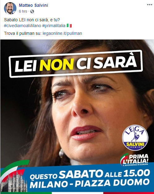 Laura Boldrini fa causa a Salvini per la campagna d'odio sulle "risorse ...