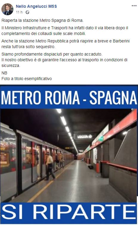 Il consigliere M5S di Roma che annuncia la riapertura della fermata ... Il consigliere M5S di Roma che annuncia la riapertura della fermata ...