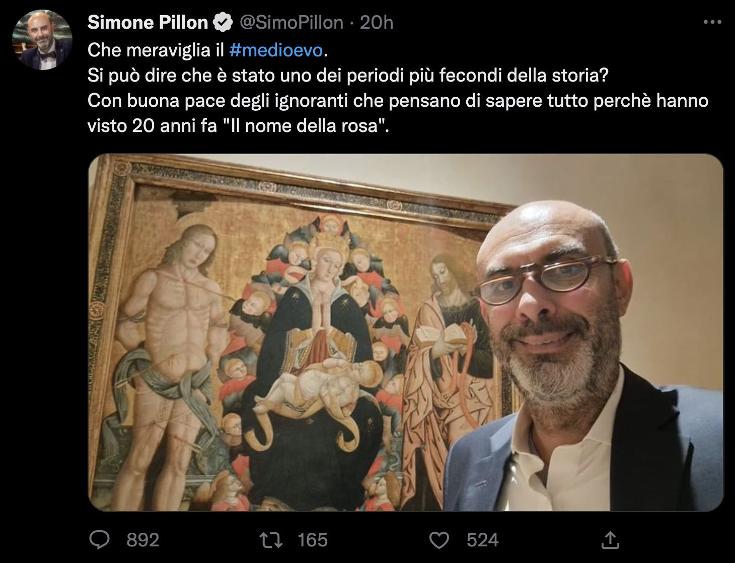 Pillon e la figuraccia davanti a un quadro del Medioevo (che non lo è)